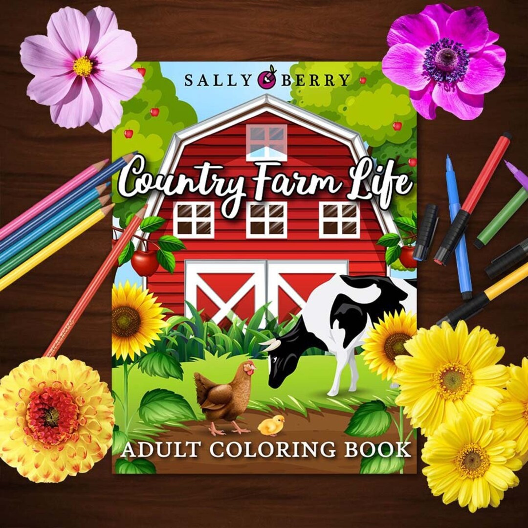 Country Farm Life Coloring Book – 25 Unique Illustrations, Printable ...