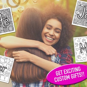 Custom Name Line Drawing Coloring Page | Personalized Gift | Kids Party ...