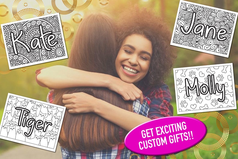 Custom Name Line Drawing Coloring Page Personalized Gift - Etsy Canada