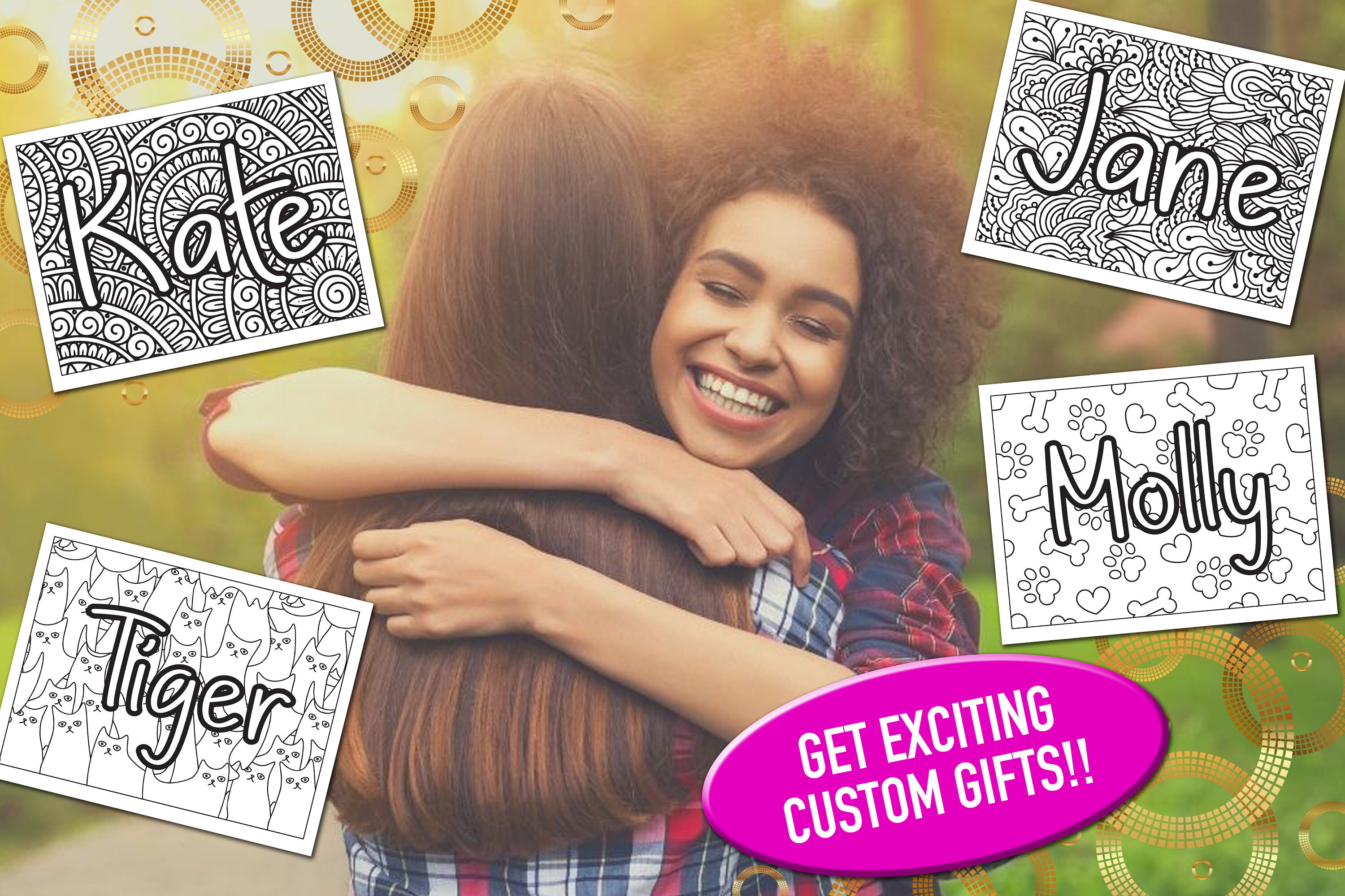 Custom Name Line Drawing Coloring Page Personalized Gift - Etsy Canada