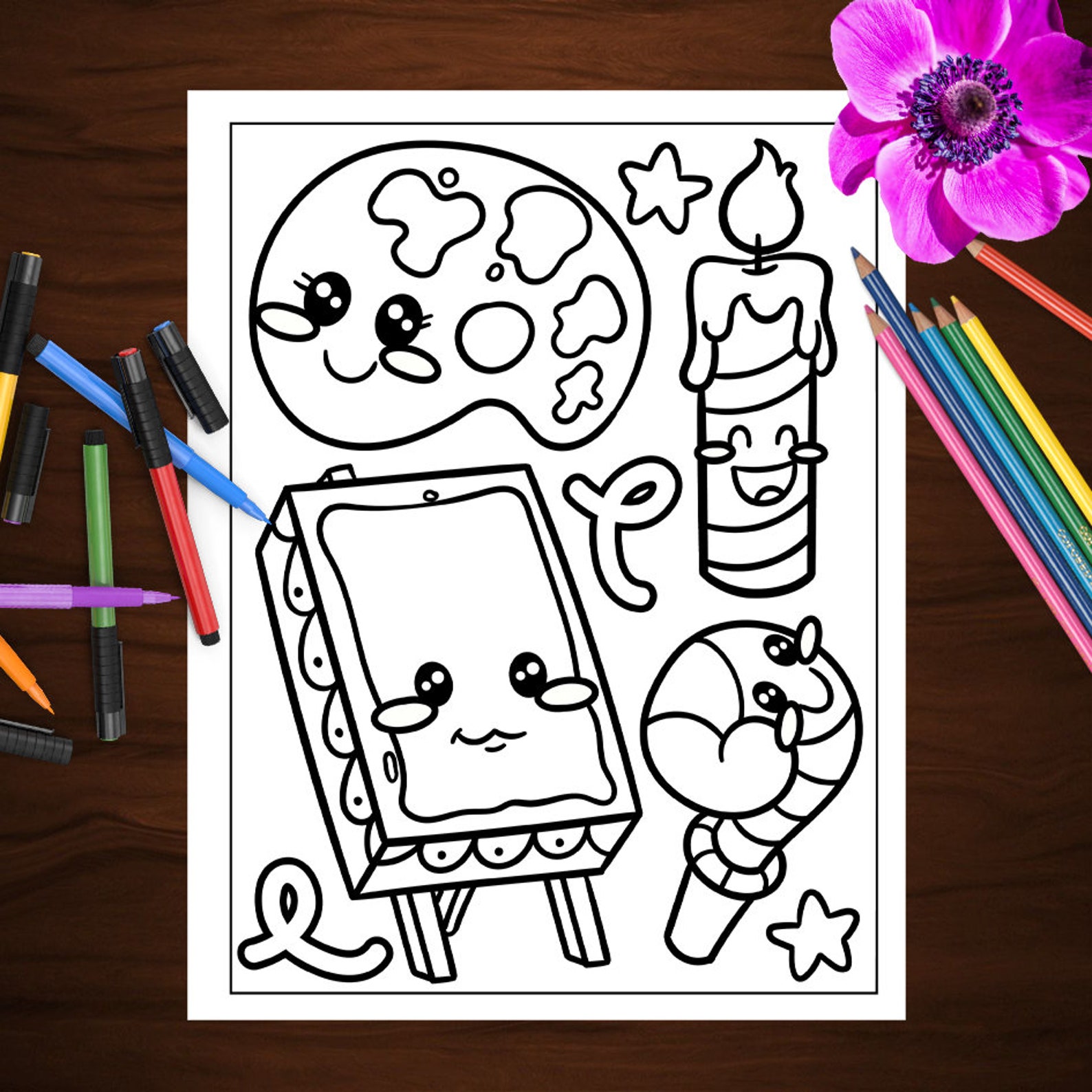 Kawaii: Cute Coloring Book 50 Easy Adorable Illustrations - Etsy