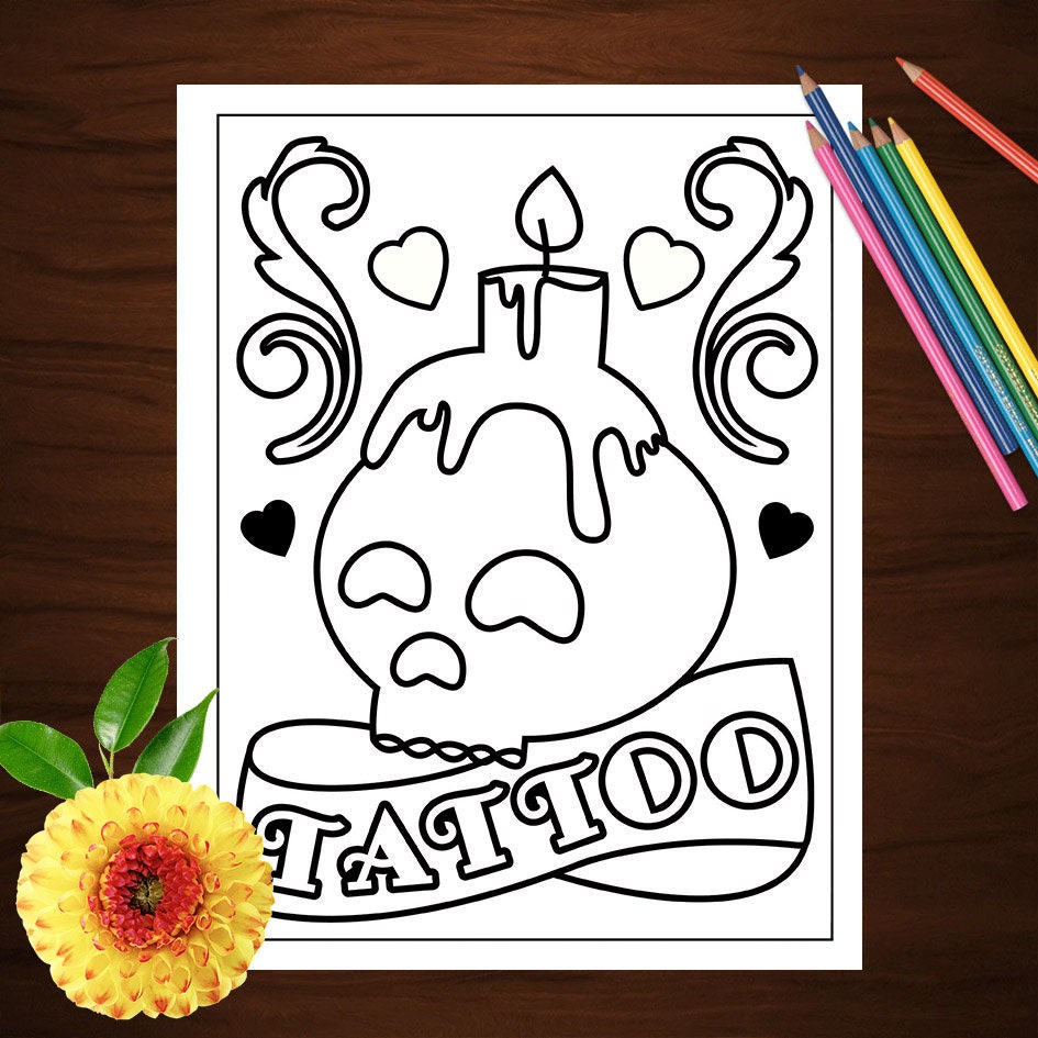 Vintage Tattoo Coloring Book: 50 Simple Tattoo Illustrations - Etsy