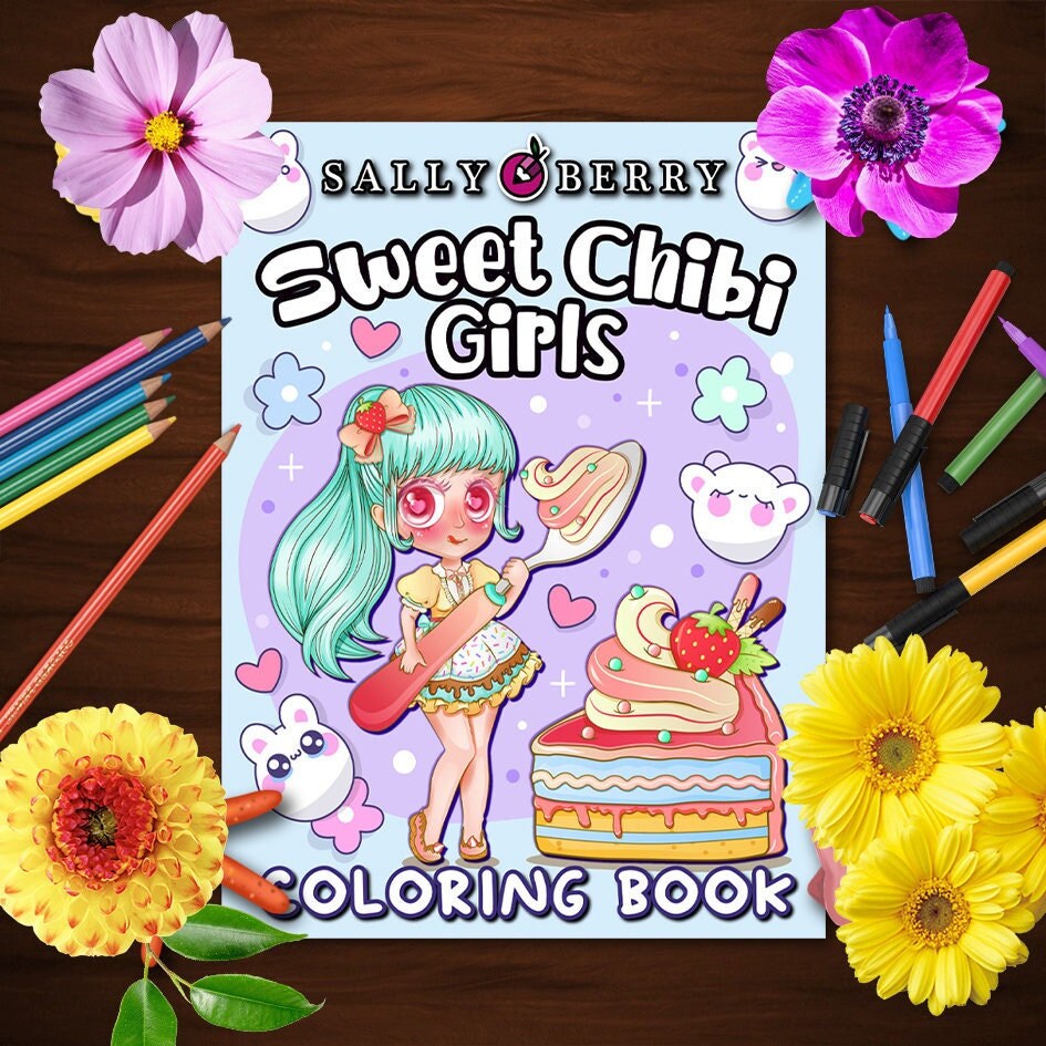 Sweet Chibi Girls Coloring Book 30 Easy Cute Illustrations - Etsy