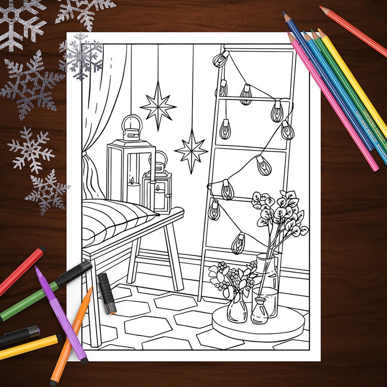 Happy Winter: Cozy Coloring Book 30 Easy Lage Prints | Etsy