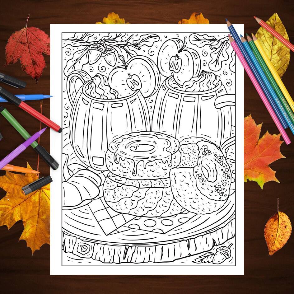 Cozy Autumn Coloring Book 25 Unique Illustrations Printable - Etsy