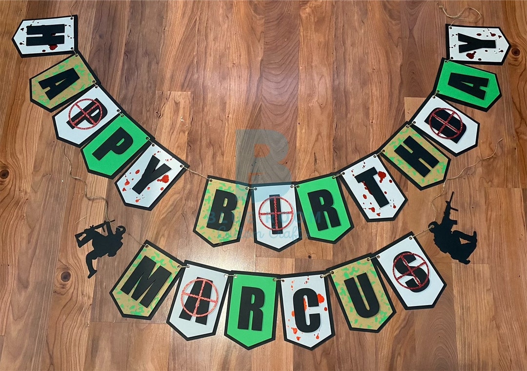 Call of Duty Birthday Banner Custom Party Sign Gamer Theme Camouflage ...