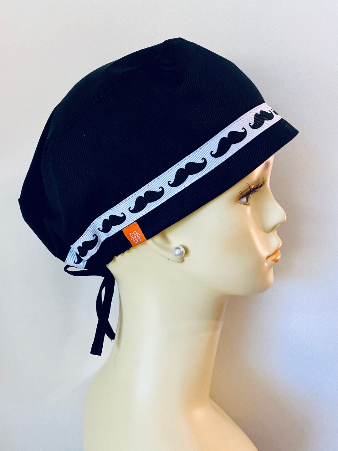 Black Mustache Scrub Cap, Srub Hat, Surgical Cap, Reusable Cap ...