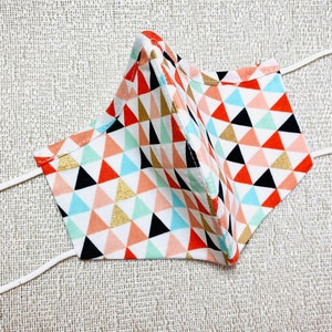 Triangle Mask With Nose Wire. 100% Cotton, Washable, Triple Layer ...