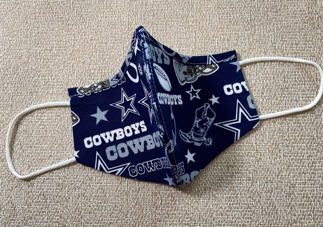 Dallas Cowboys Mask With Nose Wire. 100% Cotton, Washable, Triple Layer ...