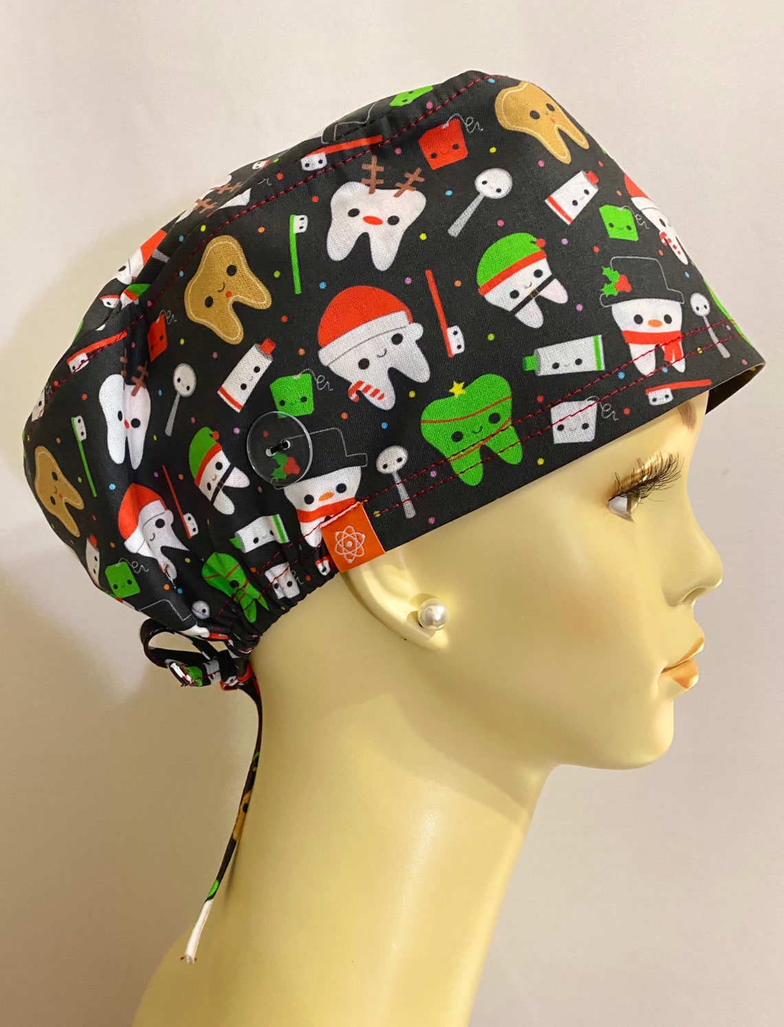 Christmas Smiles Dental Scrub Cap, Surgical Cap, Scrub Cap. Washable ...
