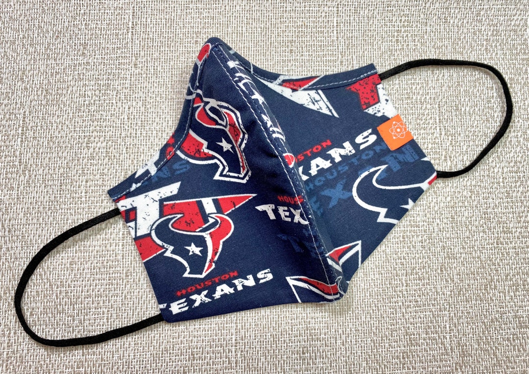 Houston Texans Mask With Nose Wire. 100% Cotton, Washable, Triple Layer ...