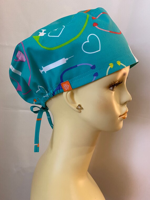 Stethoscope Scrub Cap with Buttons Scrub Hat Surgical Cap. | Etsy