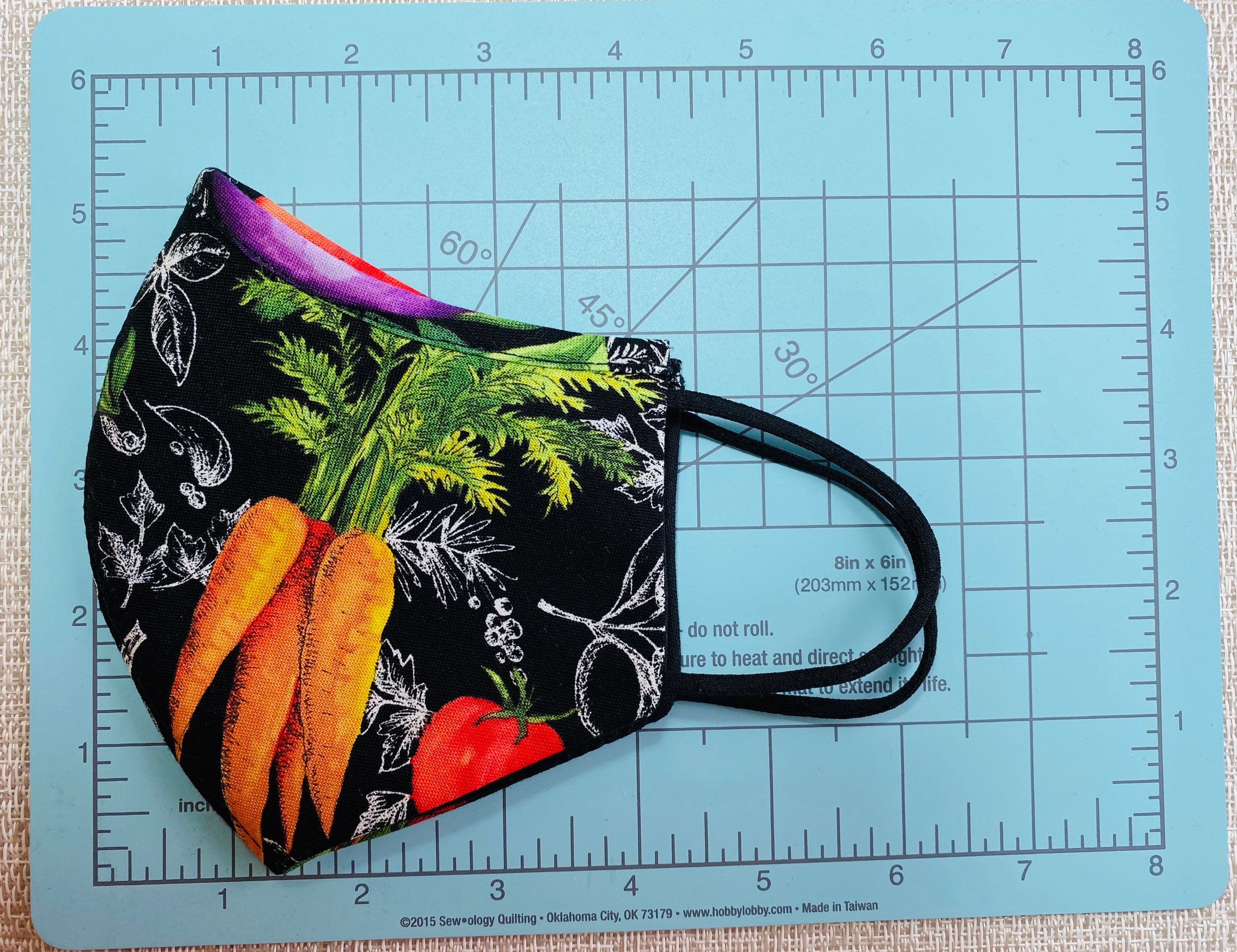 Vegetables Mask With Nose Wire. 100% Cotton, Washable, Triple Layer ...