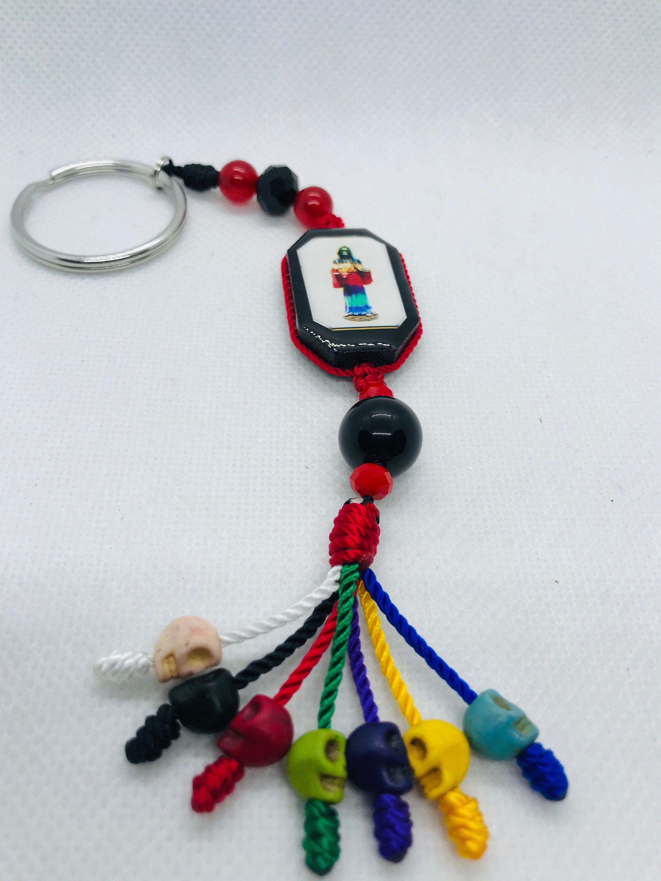 Llavero De La Santa Muerte 7 Potencias Hecho a Mano Keychain Holy Death ...