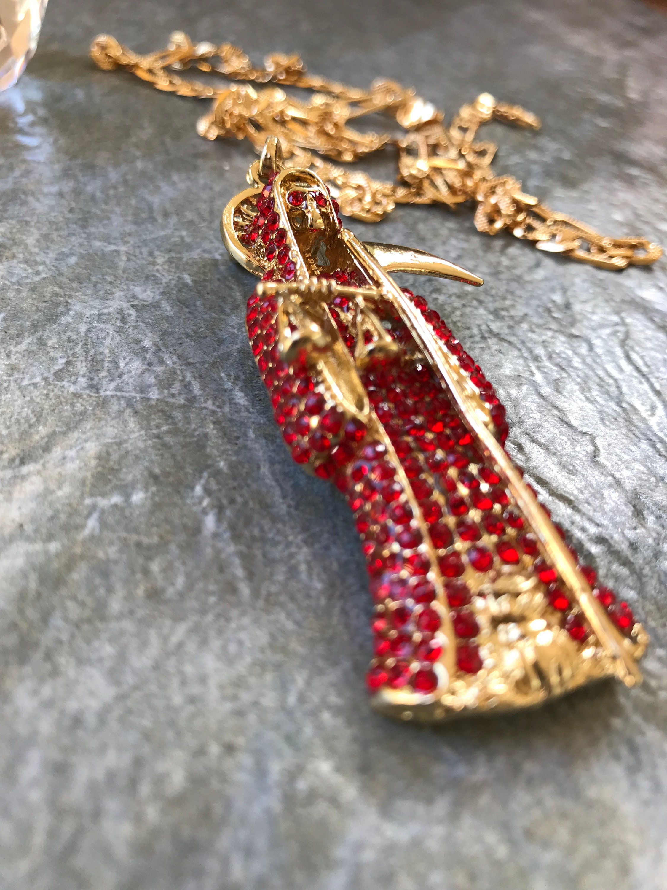 Red Holy Death Pendant & Necklace Gold Filled Santa Muerte Rojo Y ...