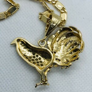 Rooster Pendant Necklace 26" Gallo Pura Sangre 3 Tonos De Oro ...