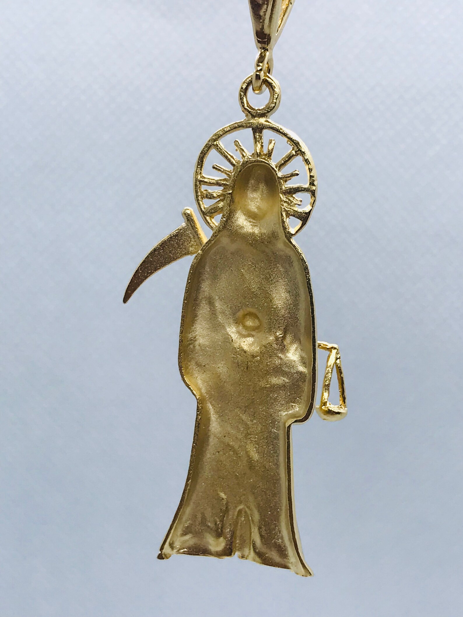 Santa Muerte 14k Gold Filled Matte Grim Reaper Pendant & Chain - Etsy