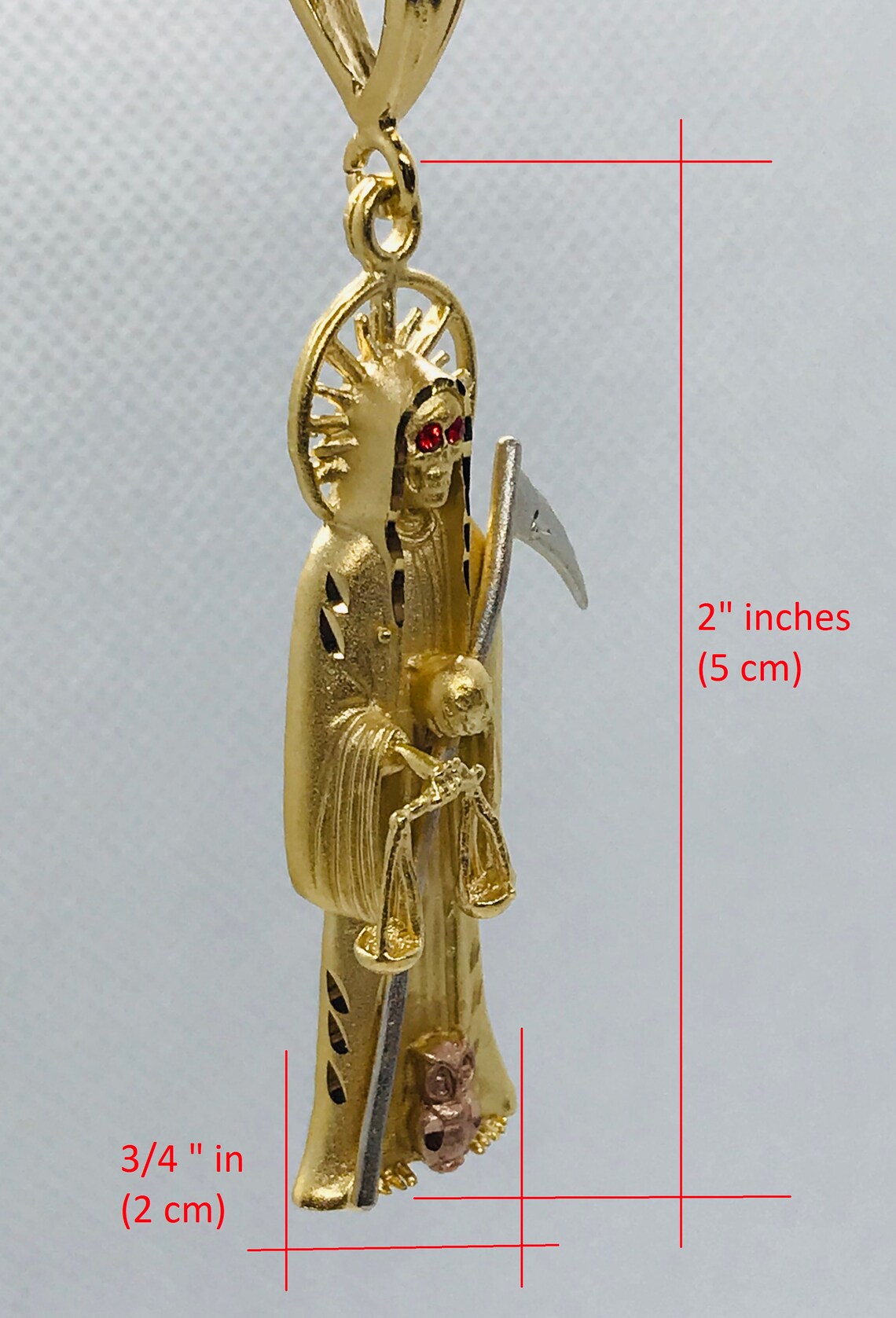 Santa Muerte 14k Gold Filled Matte Grim Reaper Pendant & Chain - Etsy