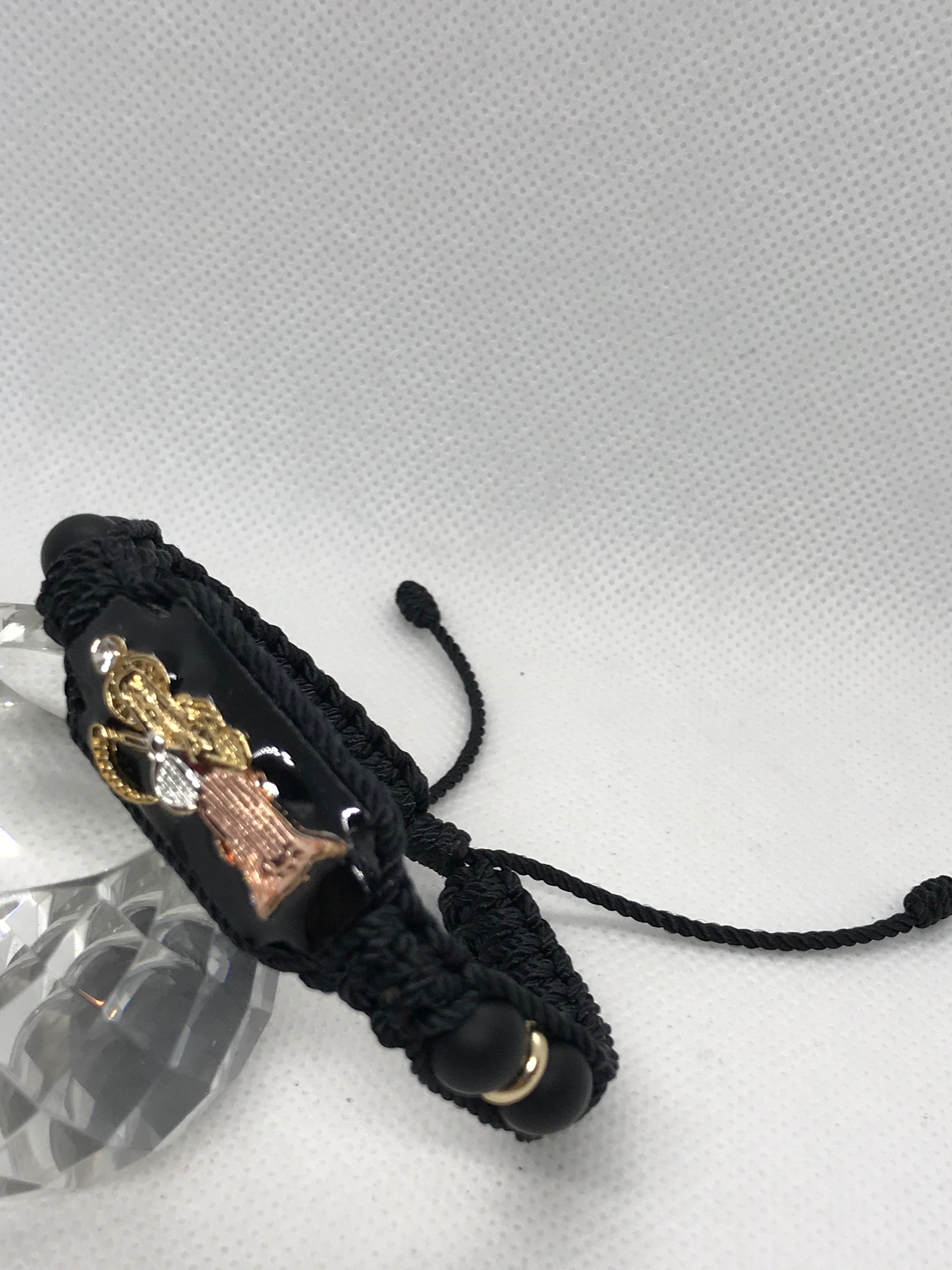 Hand Made Holy Death Black Bracelet Santa Muerte 7 Potencias Pulsera ...