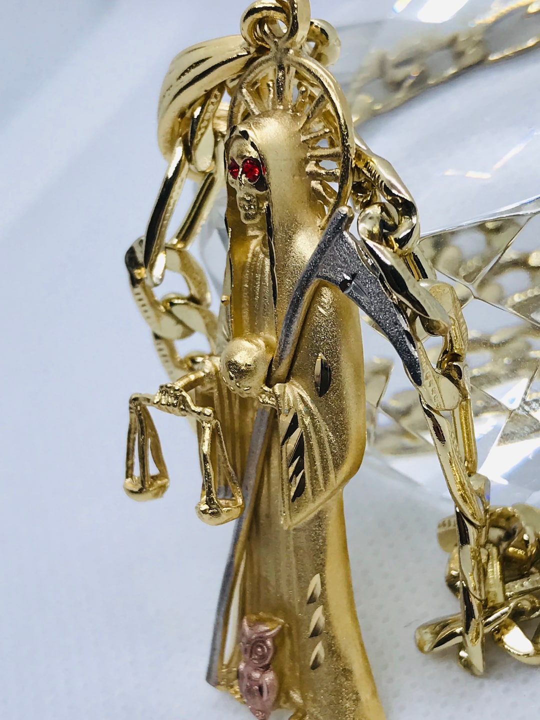 Santa Muerte 14k Gold Filled Matte Grim Reaper Pendant & Chain - Etsy