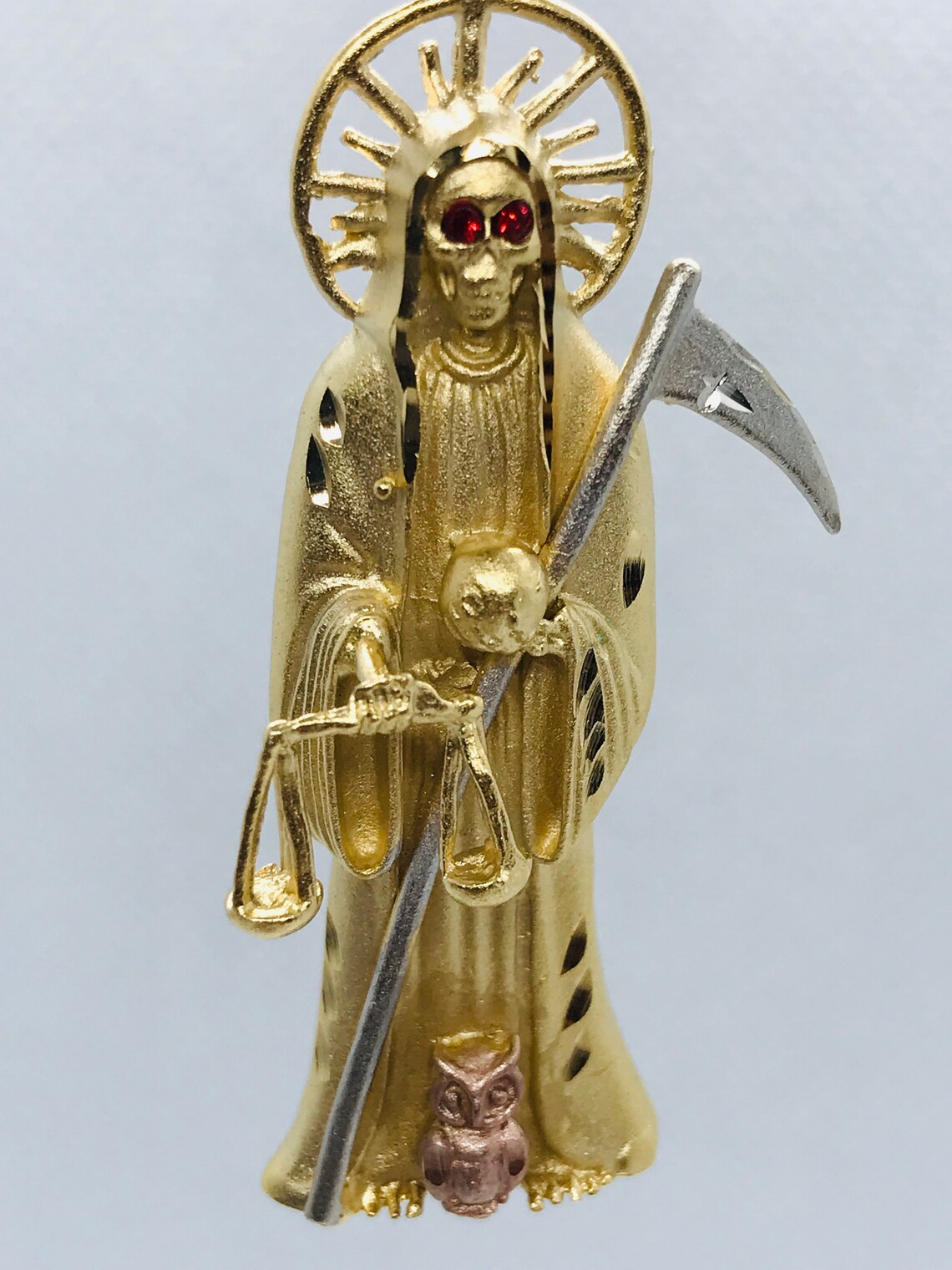 Santa Muerte 14k Gold Filled Matte Grim Reaper Pendant & Chain - Etsy