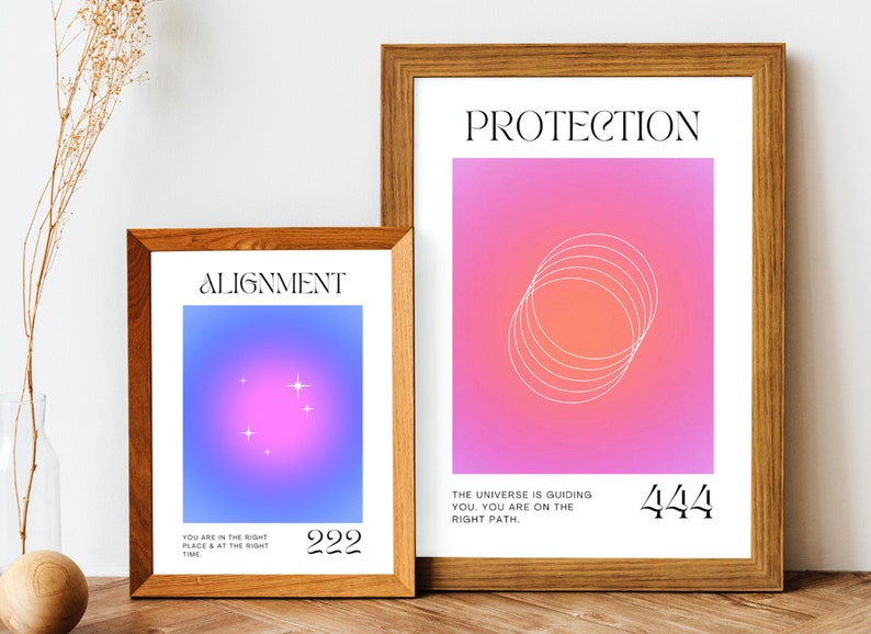 Angel Numbers Print Set, Cute Feminine Affirmation, Printable Art ...