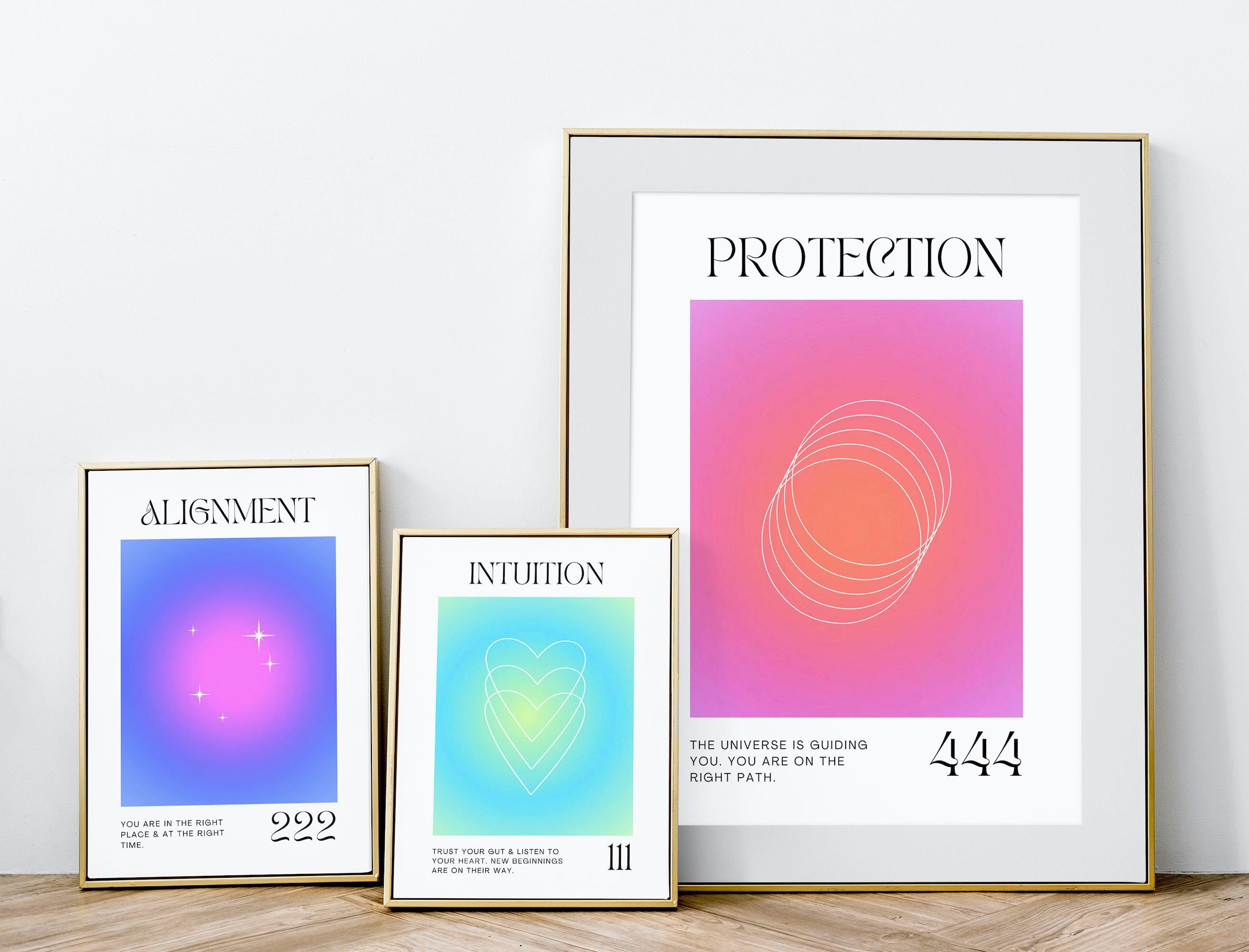 Angel Numbers Print Set, Cute Feminine Affirmation, Printable Art ...