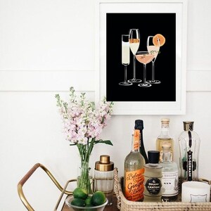 Bar Cart Art, Champagne Art, Cute Wall Art, Digital Print, Printable ...