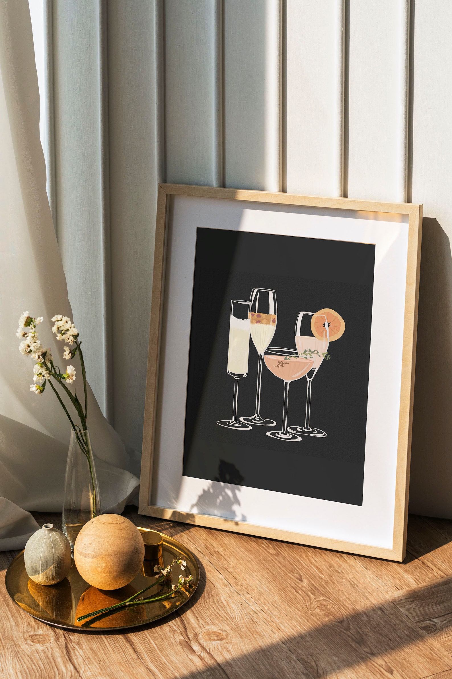 Bar Cart Art, Champagne Art, Cute Wall Art, Digital Print, Printable ...