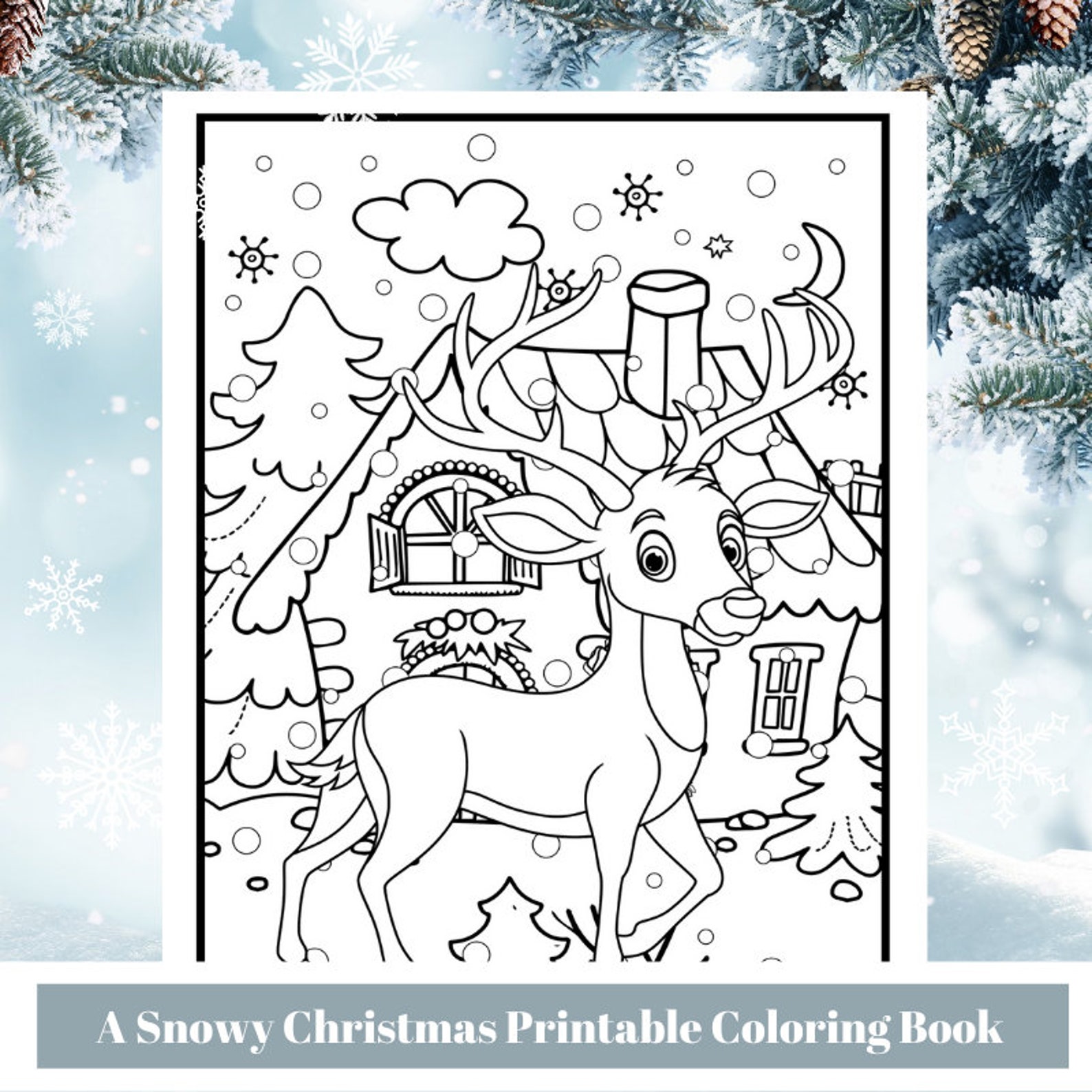 A Snowy Christmas Printable Coloring Book, Coloring Pages for Kids ...