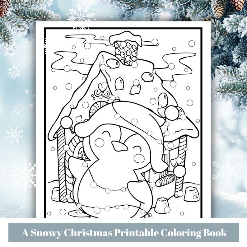A Snowy Christmas Printable Coloring Book, Coloring Pages for Kids ...