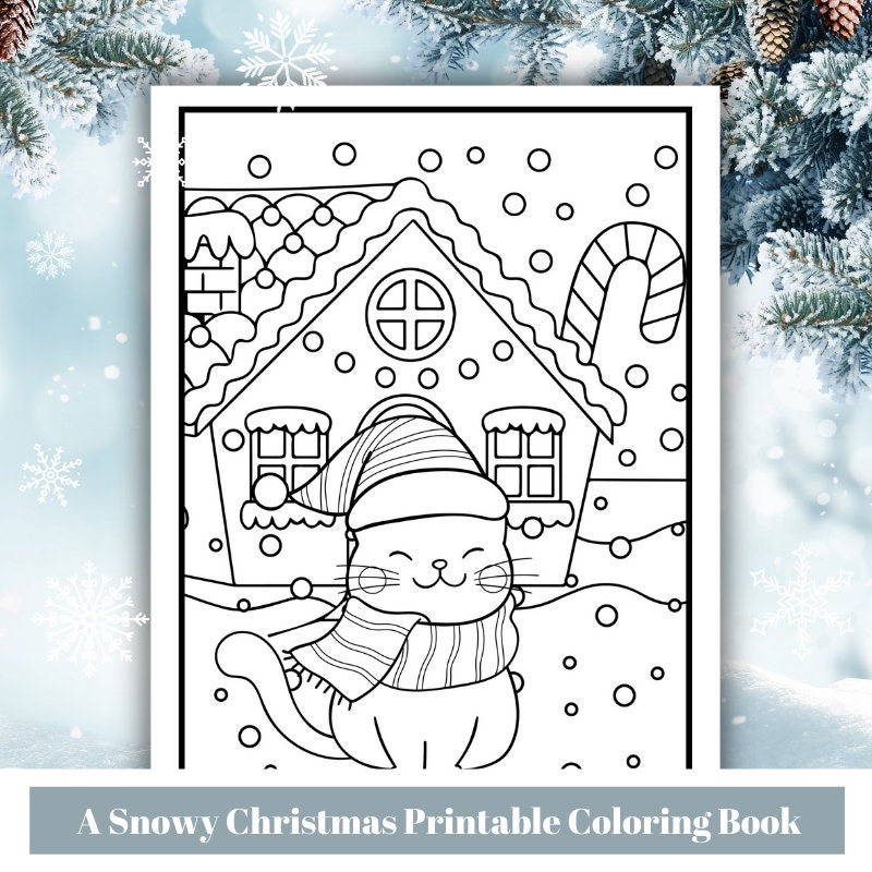 A Snowy Christmas Printable Coloring Book, Coloring Pages for Kids ...