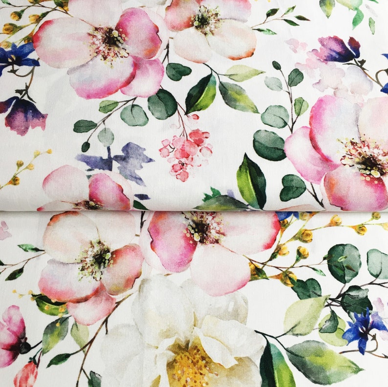 Exclusive 100% Cotton Satin/high Quality Cotton Fabric/watercolor ...