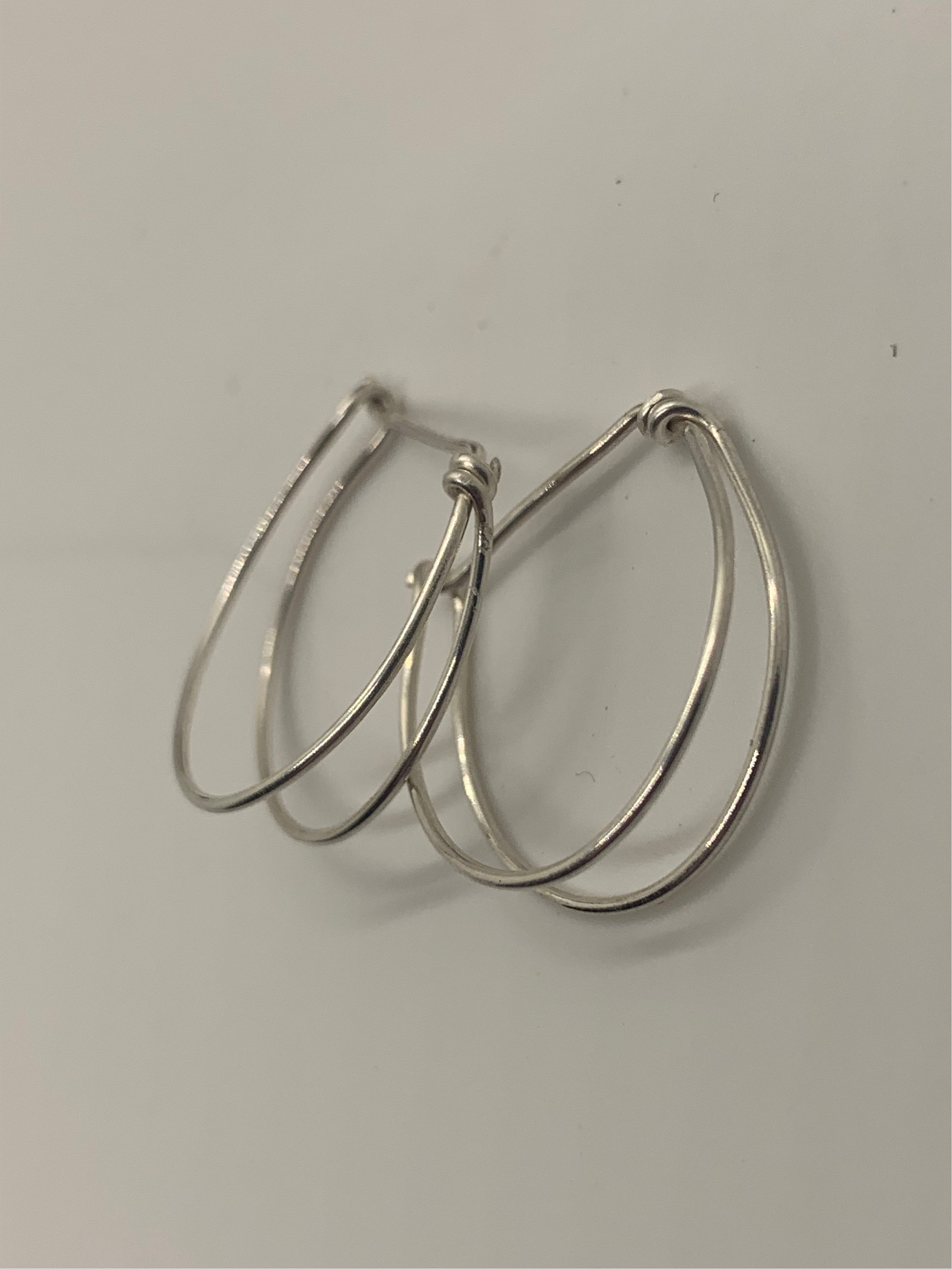 Minimalist Double Hoop Earrings, Wire Earrings, Silver Jewelry, Black ...