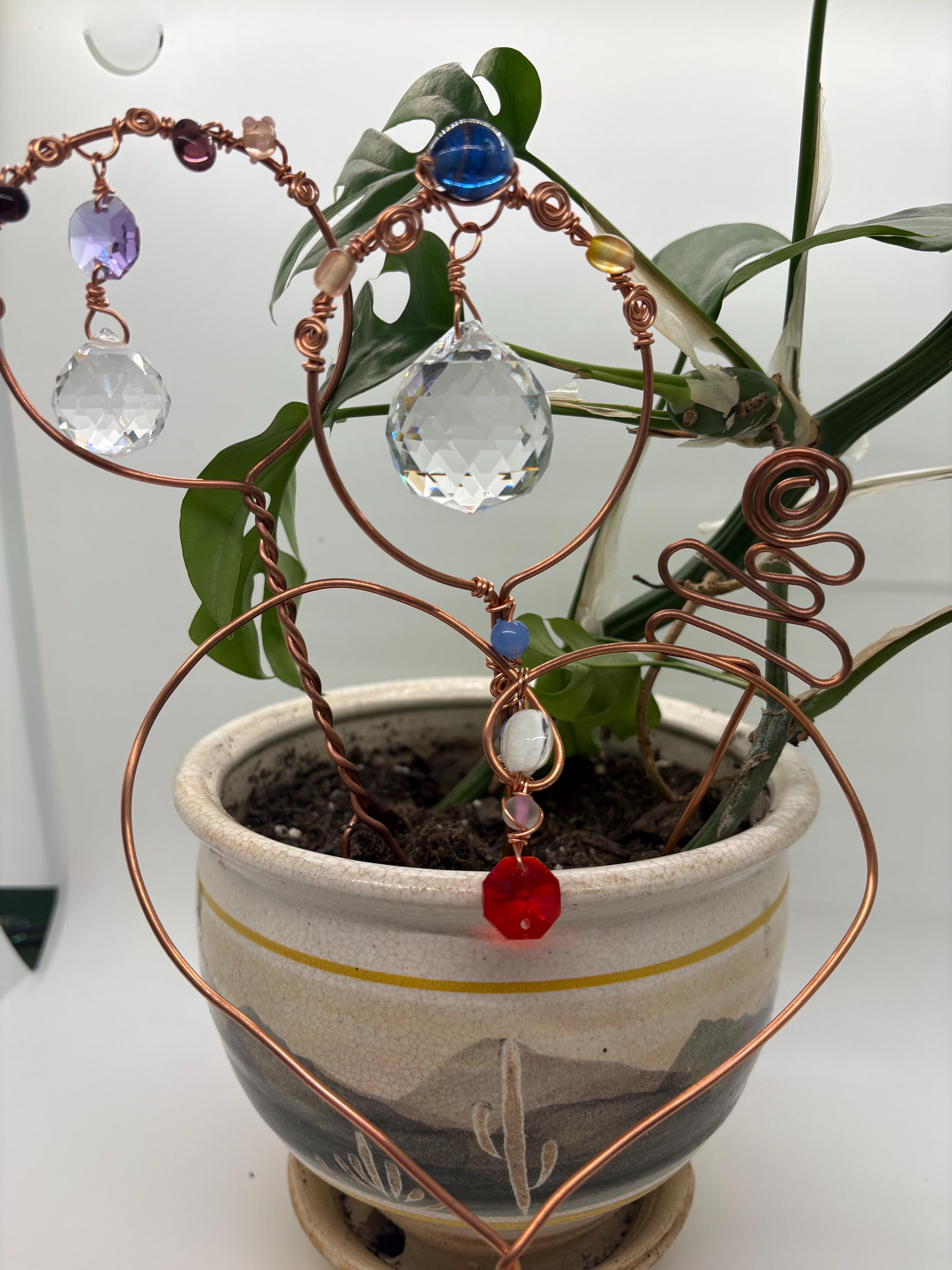 Copper Plant Steak, Plant Suncatcher, Crystal Plant Steak, Houseplant ...