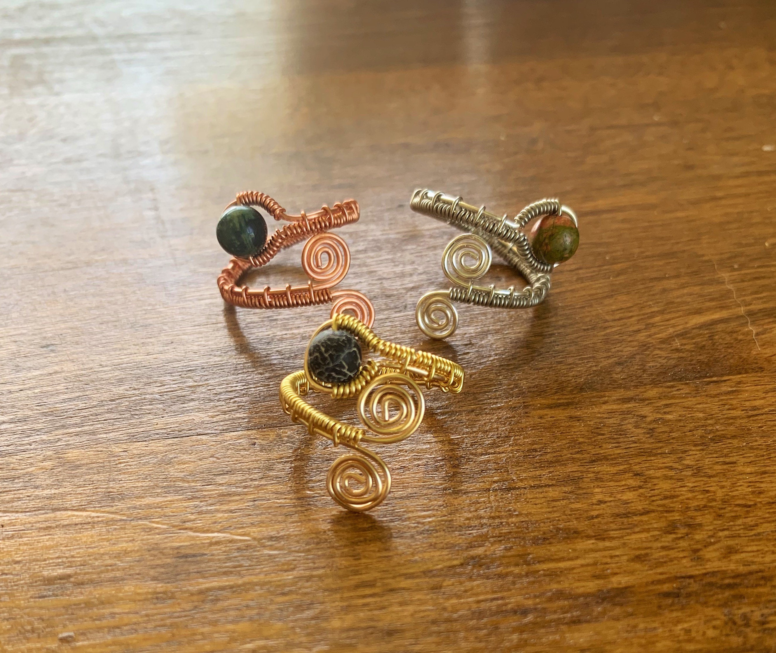 Swirl Gemstone Adjustable Rings Customizable Rings Custom - Etsy