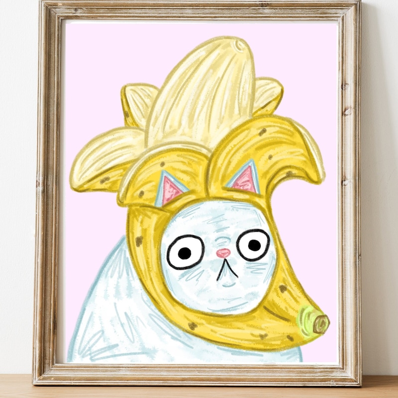 Funny Cat Art - Etsy