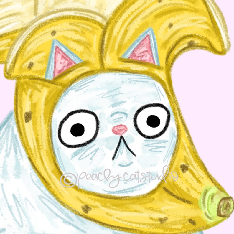 Banana Cat Art Banana Fruit Print Cat Fruit Print Funny - Etsy