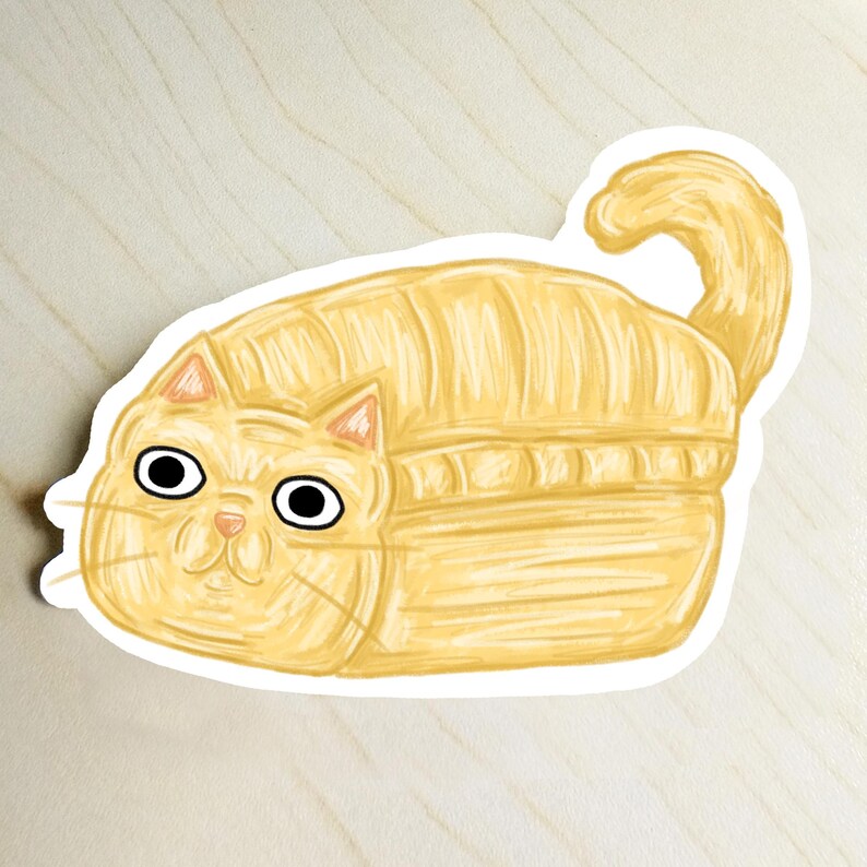 Cat loaf sticker / Cute cat sticker / Bread loaf sticker / | Etsy