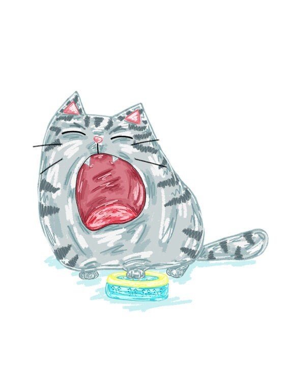 Funny Cat Art / Funny Cat Print / Cat Kitchen Art / Funny Cat - Etsy