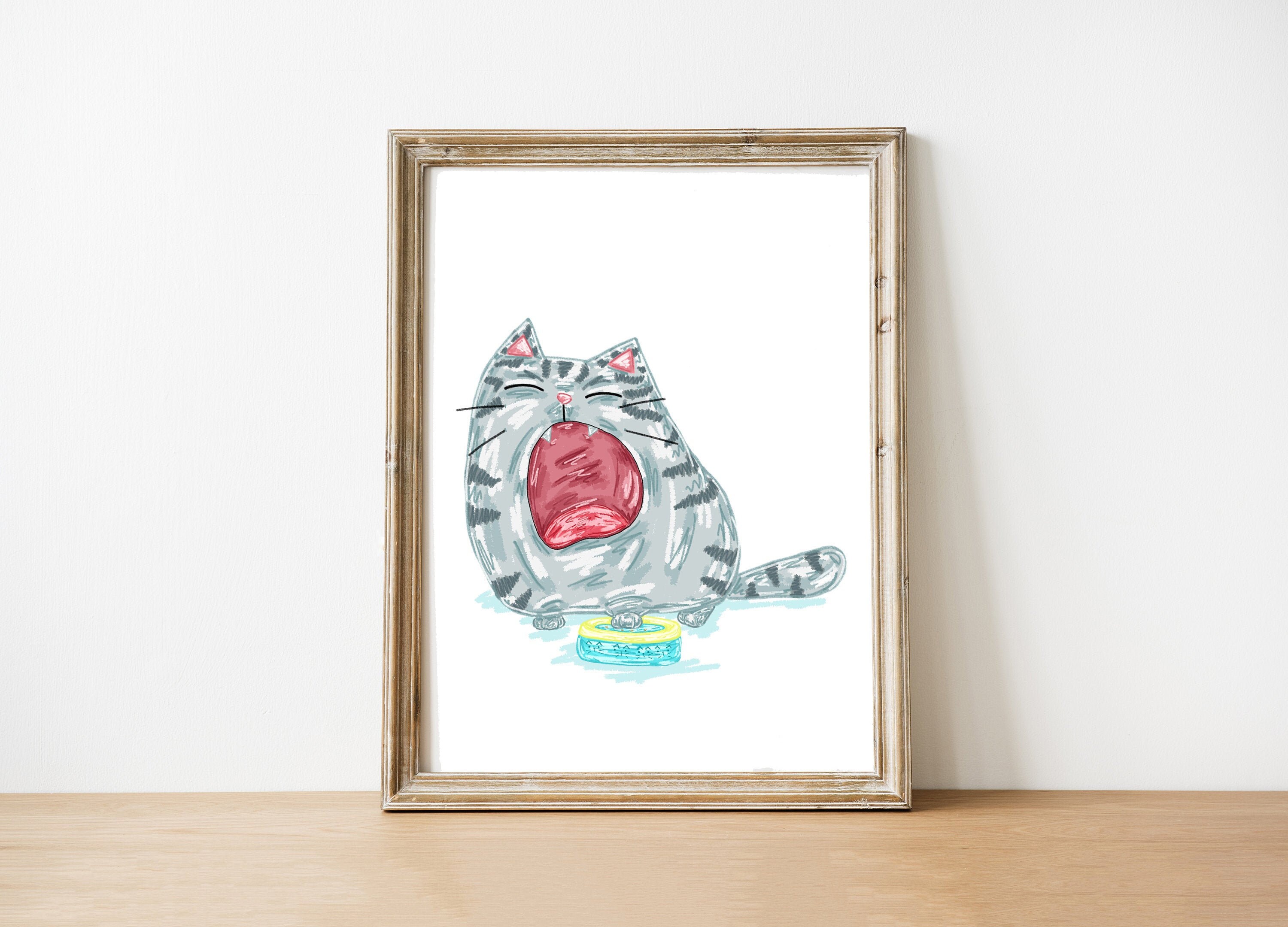 Funny Cat Art / Funny Cat Print / Cat Kitchen Art / Funny Cat - Etsy