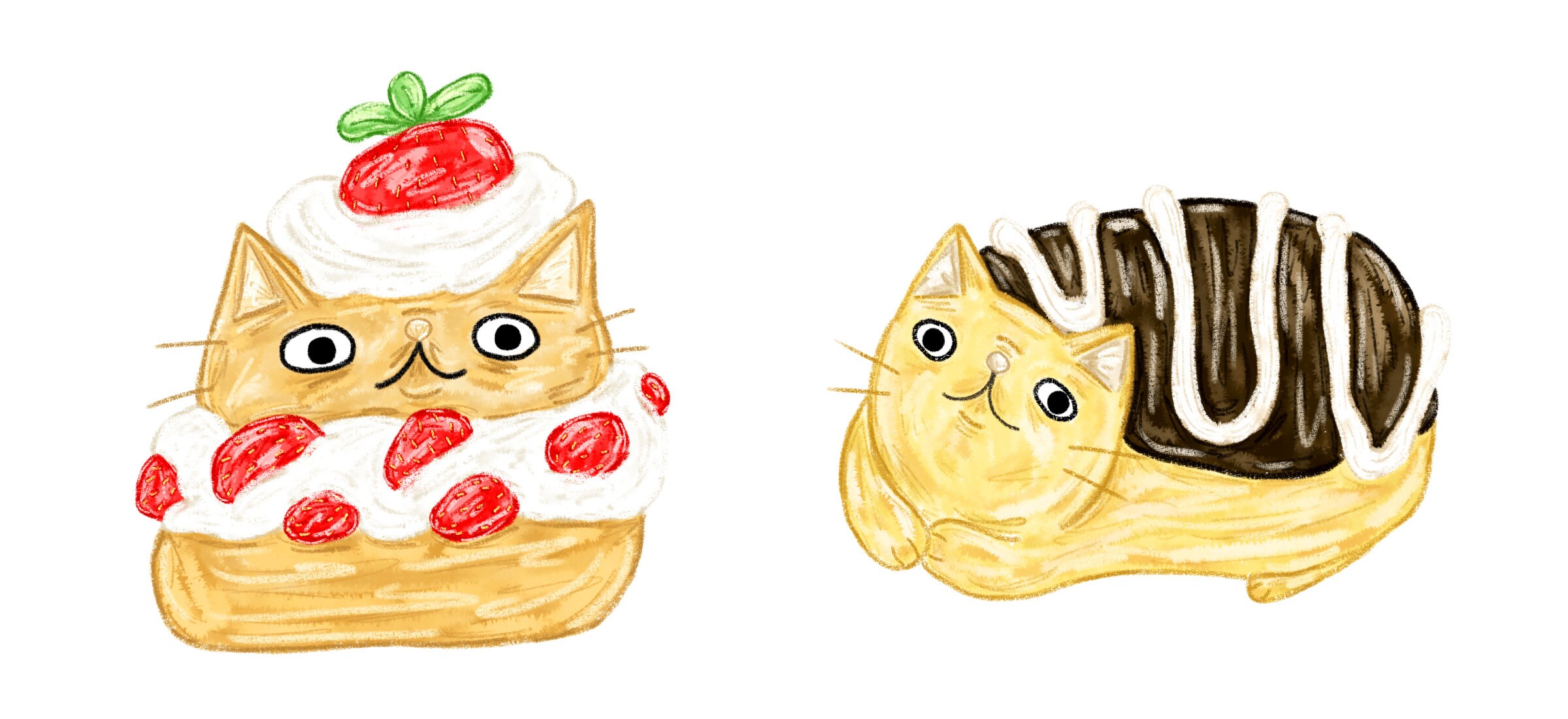 French Pastry Print - Pastry Cat Print -kawaii Cat Pastry Art - Donut ...