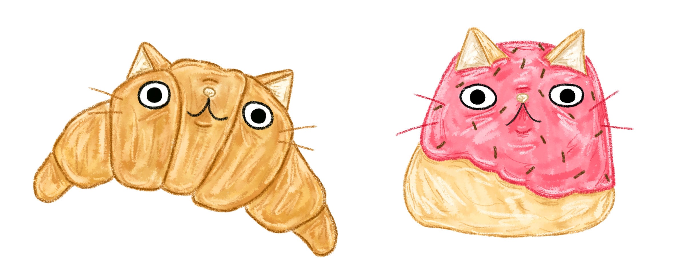 French Pastry Print - Pastry Cat Print -kawaii Cat Pastry Art - Donut ...