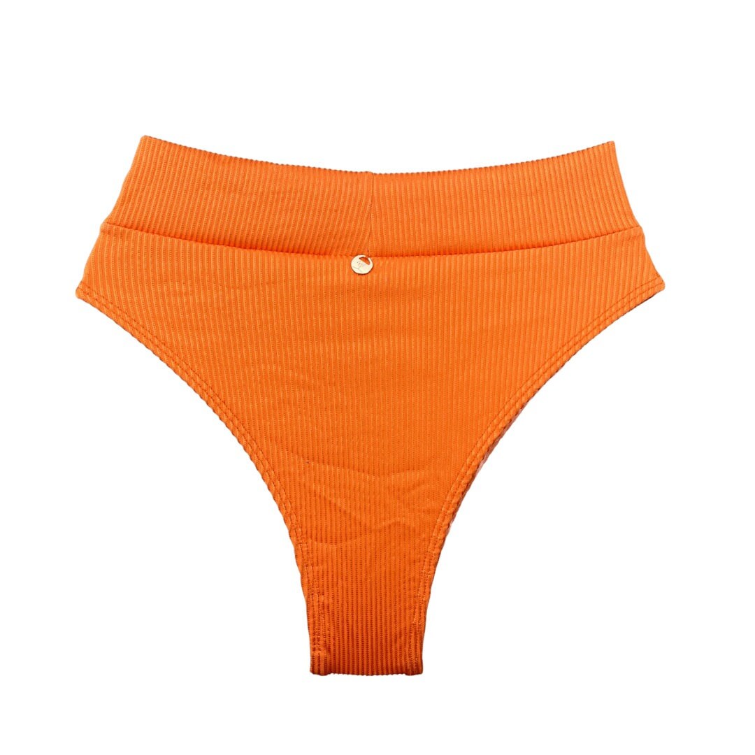 Ribbed Metallic Orange High Waist Cheeky Sexy Brazilian Bikini Bottom Etsy