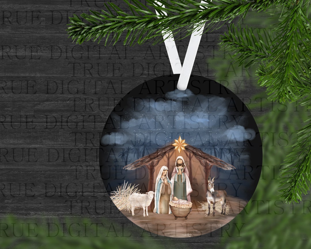 Round Nativity Ornament- Digital Design for Sublimation - Etsy