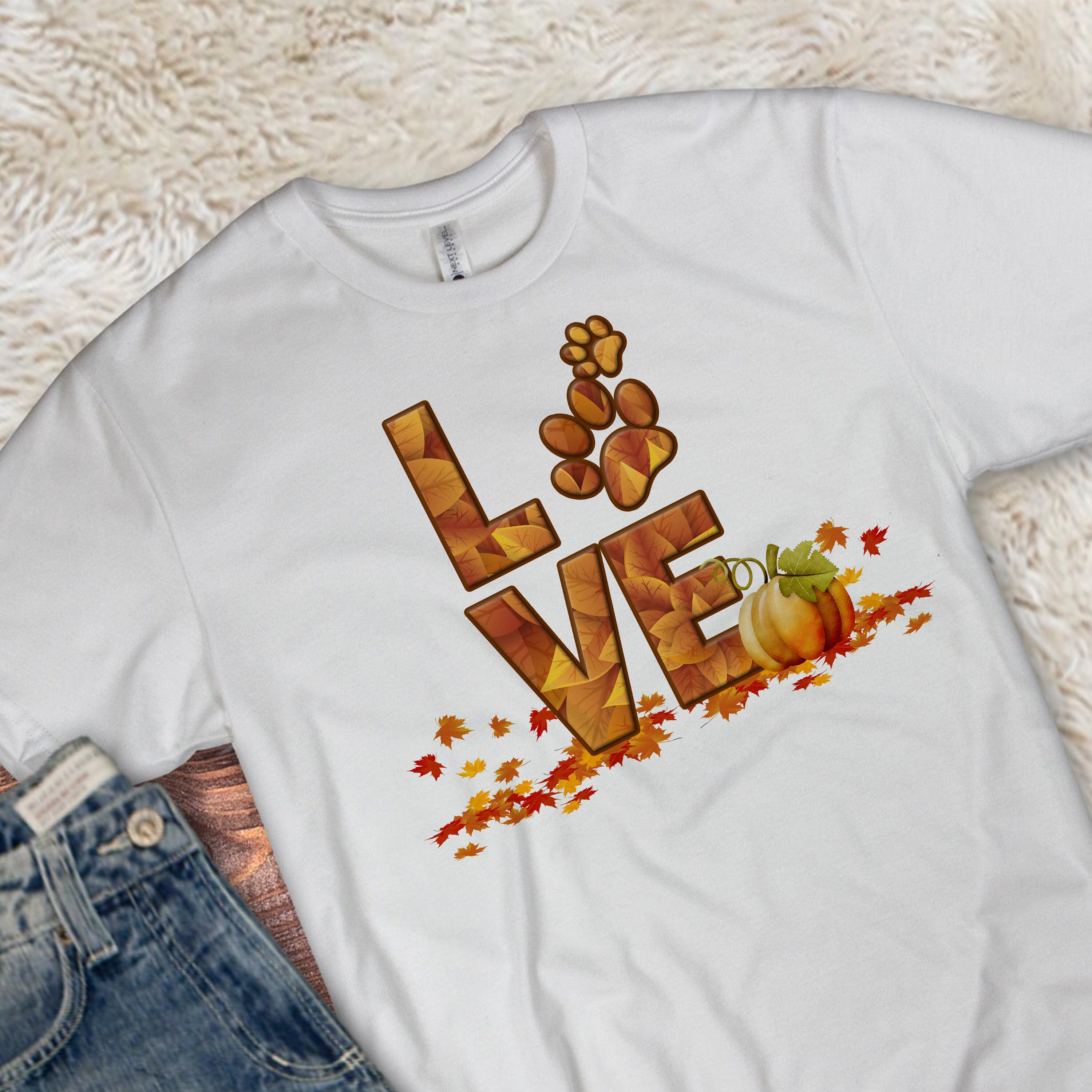 LOVE Fall Paw Print Digital Design for Sublimation - Etsy