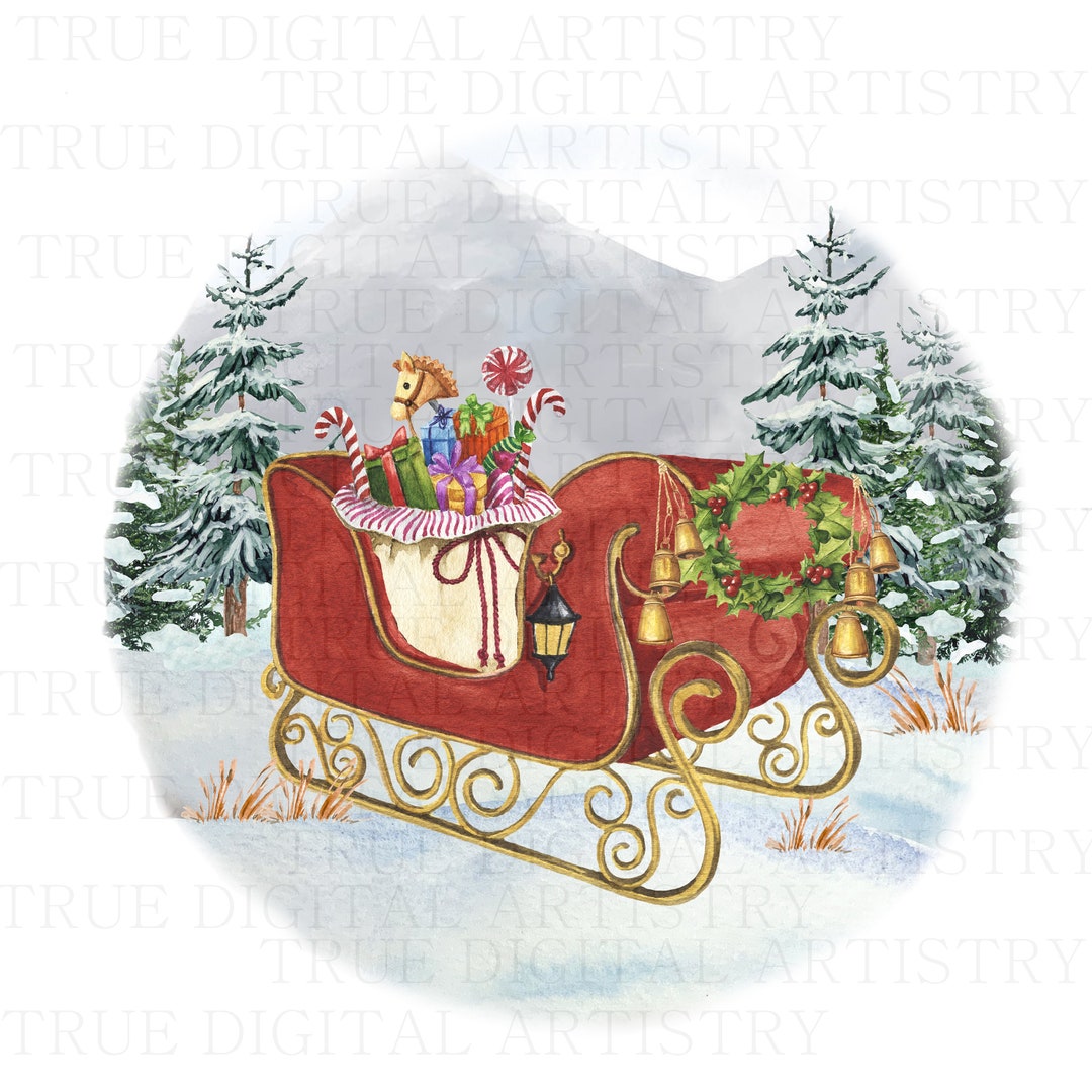 Santa Sleigh Design Digital Design for Sublimation - Etsy