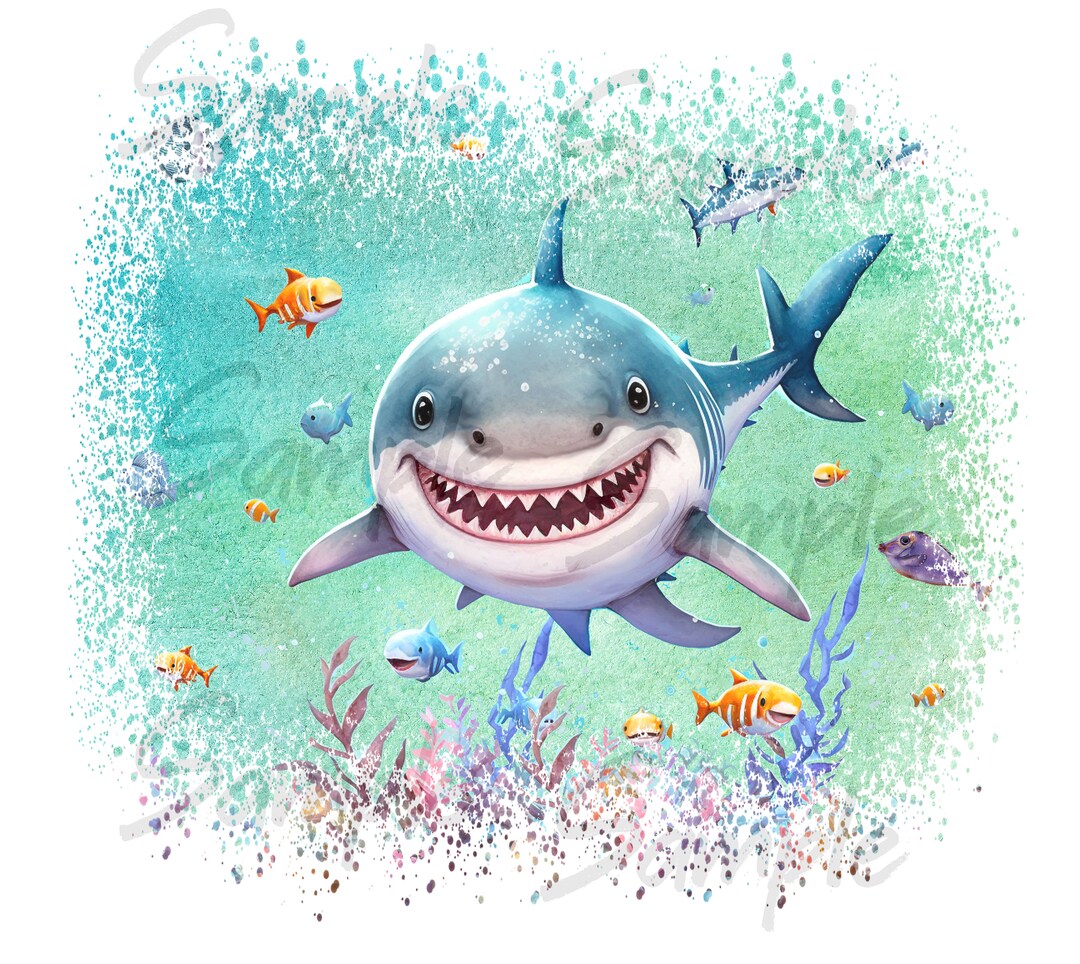 Happy Shark Design Digital Design for Sublimation - Etsy