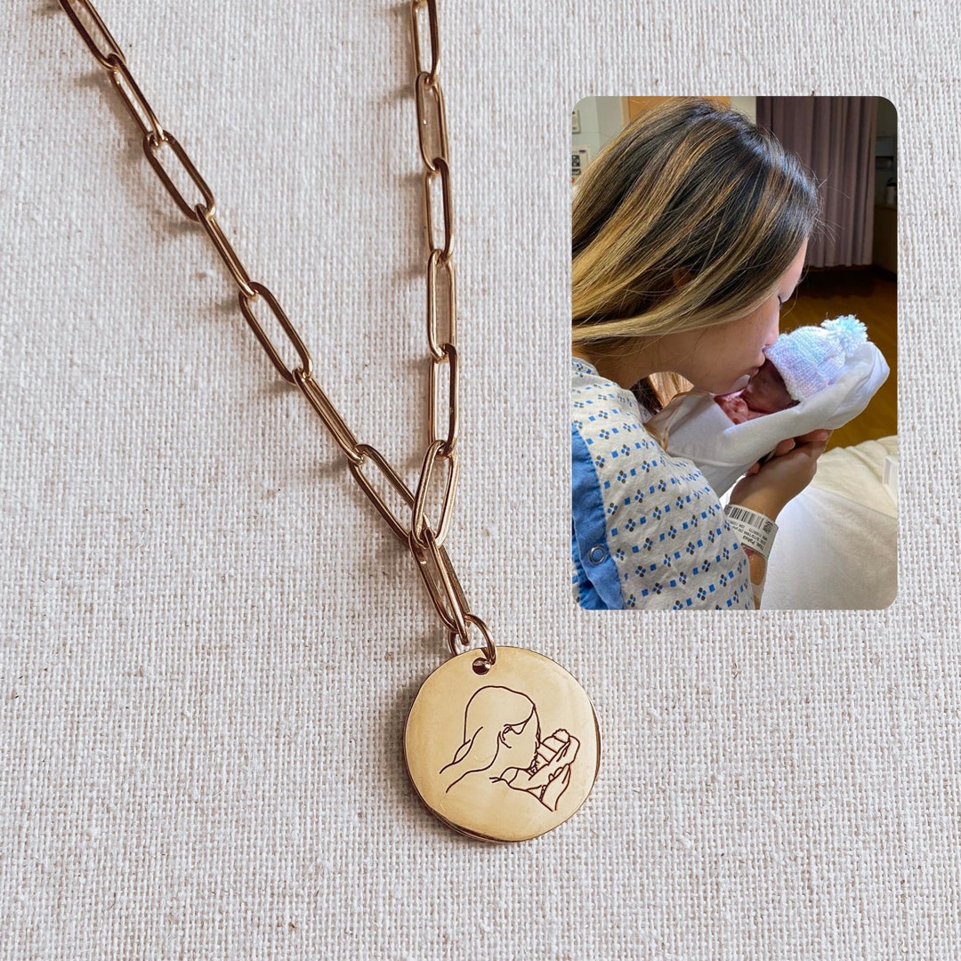 Angel Mama Necklace, Outline Family Photo Necklace, Miscarry Keepsake ...