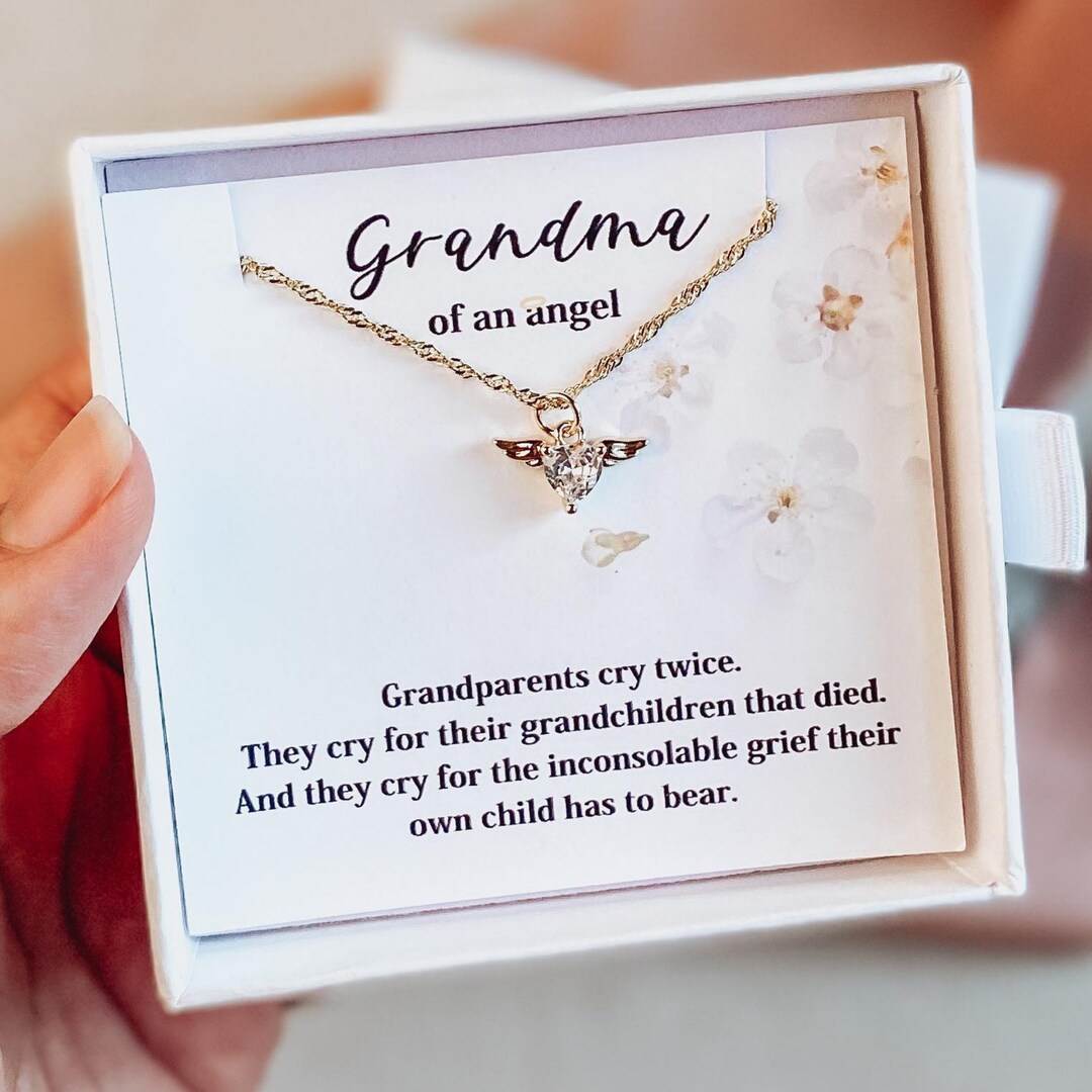 Grandma of an Angel Baby 18k Gold Filled Necklace, Mothers Day Miscarry ...
